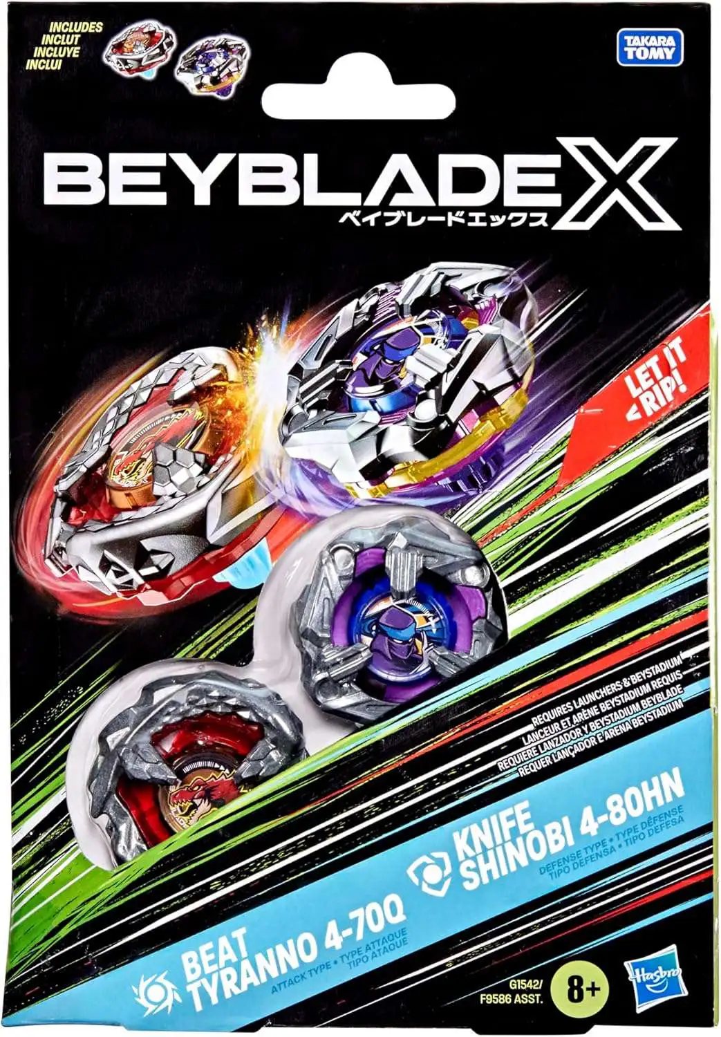 Beyblade X Beat Tyranno 4-70Q vs Knife Shinobi 4-80HN Dual Pack Set Hasbro Toys - ToyWiz
