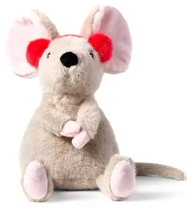GiggleScape Tan Mouse with Red Ear Muffs 7 Plush - ToyWiz