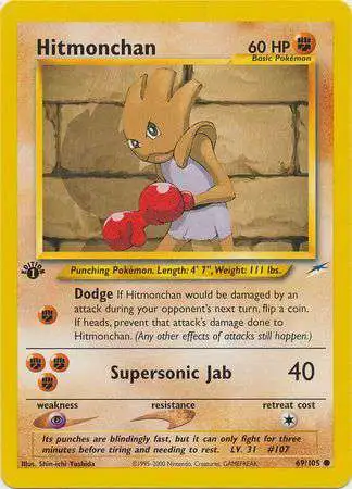 Pokemon Neo Destiny Single Card Common Hitmonchan 69 1st Edition ...