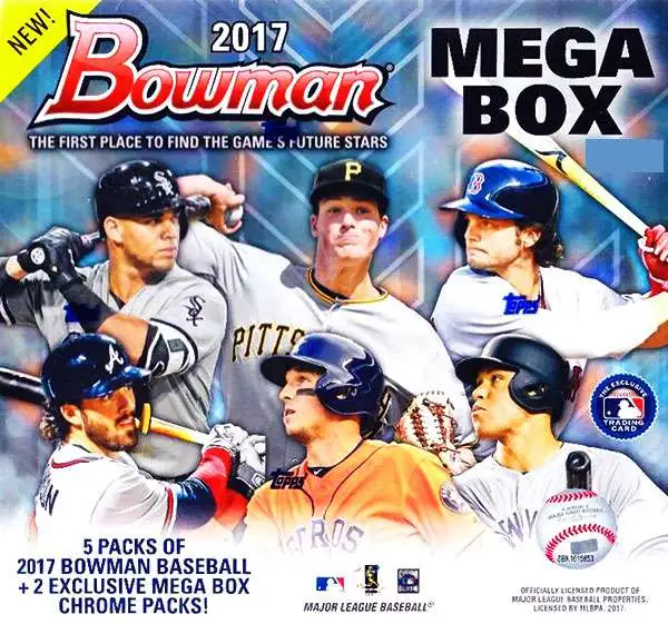 MLB Topps 2017 Bowman Baseball MEGA BOX Chrome Trading Card PACK 5 ...
