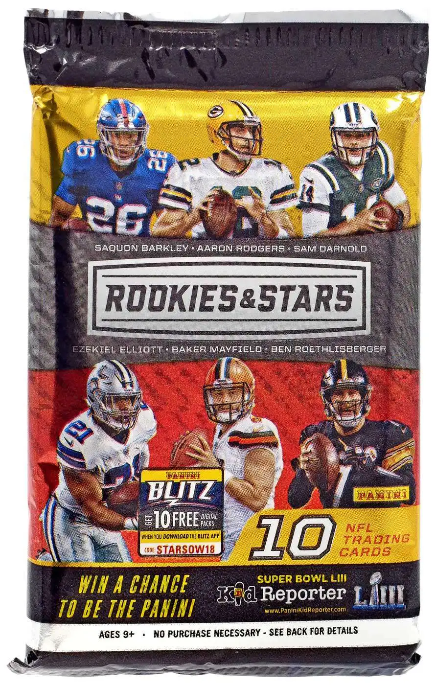 NFL Panini 2018 Rookies Stars Football Trading Card BLASTER Pack 10 ...