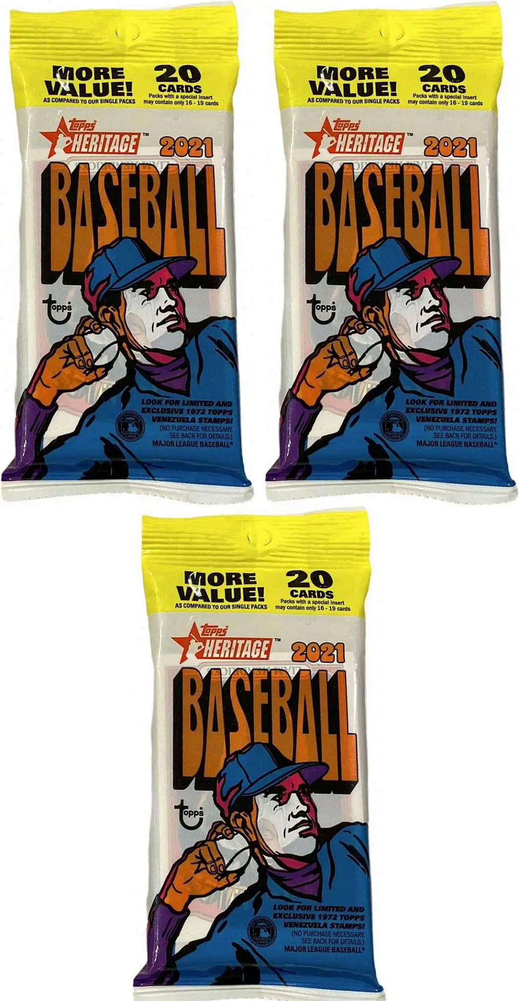 MLB Topps 2021 Heritage Baseball LOT of 3 Trading Card VALUE Packs - ToyWiz