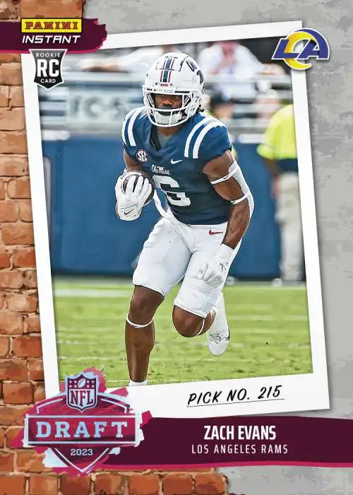 NFL Los Angeles Rams 2023 Instant Draft Night Football Single Card Zach Evans DN19 Rookie Card ...