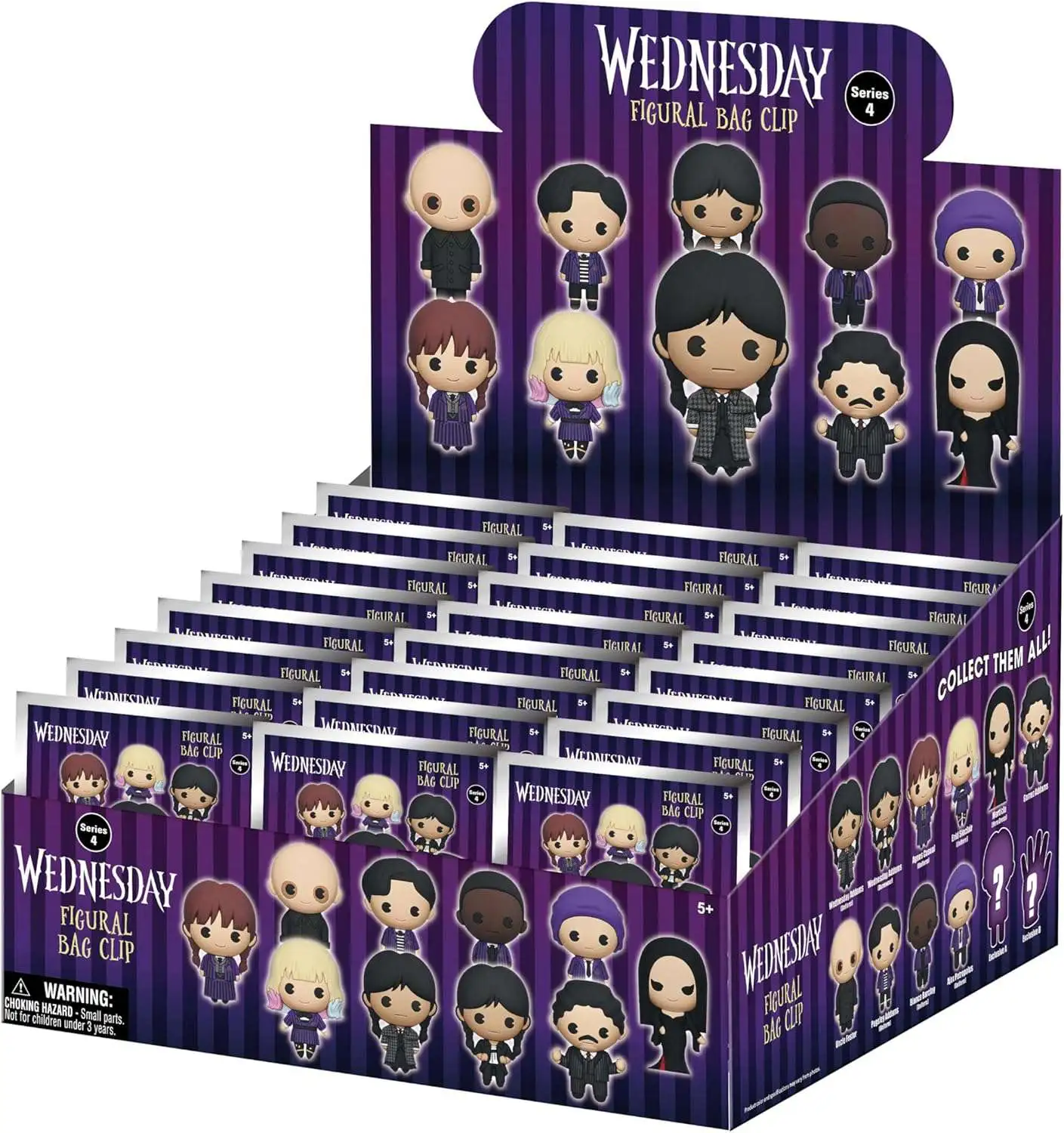 Wednesday 3D Figural Bag Clip Wednesday Series 4 Mystery Box 24 Packs ...