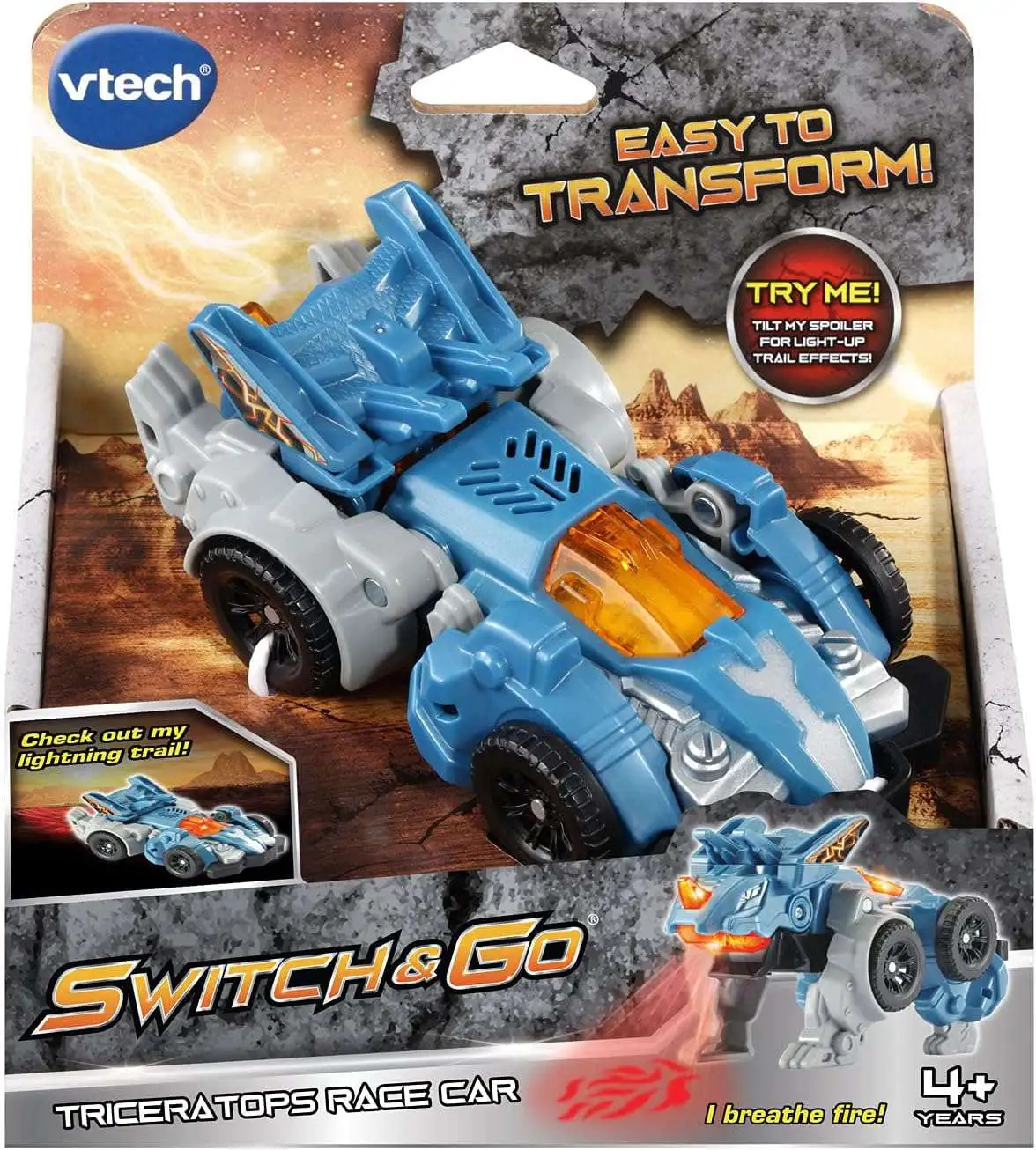 Switch Go Triceratops Race Car Figure V-Tech - ToyWiz