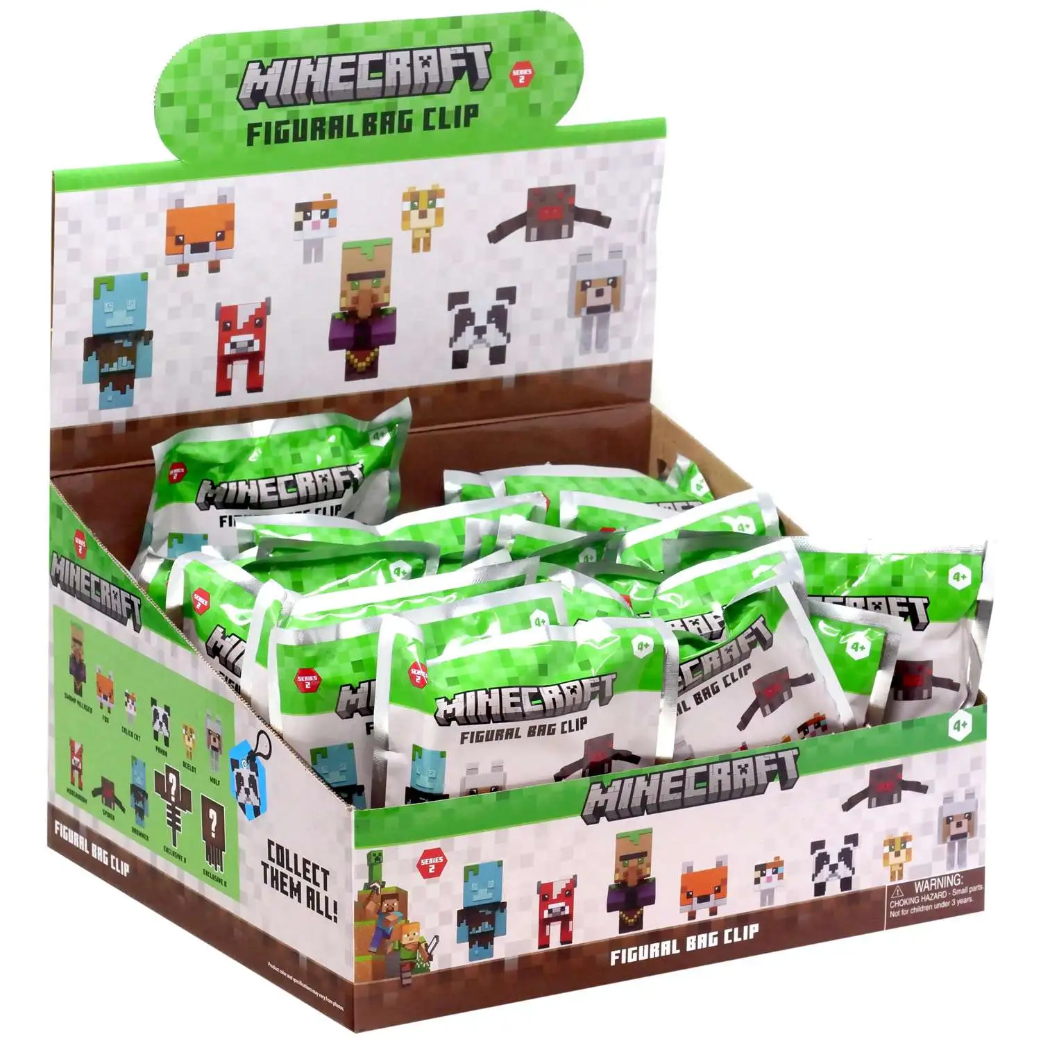 Minecraft 3D Figural Bag Clip Minecraft Series 2 Mystery Box 24 Packs ...