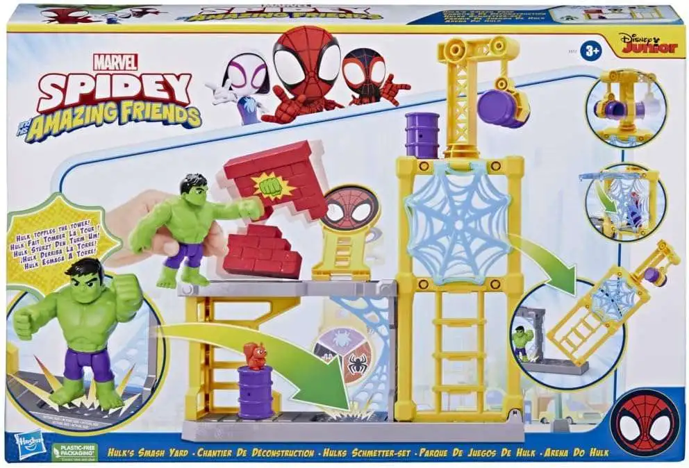Marvel Spidey His Amazing Friends Hulks Smash Yard Playset Hasbro - ToyWiz