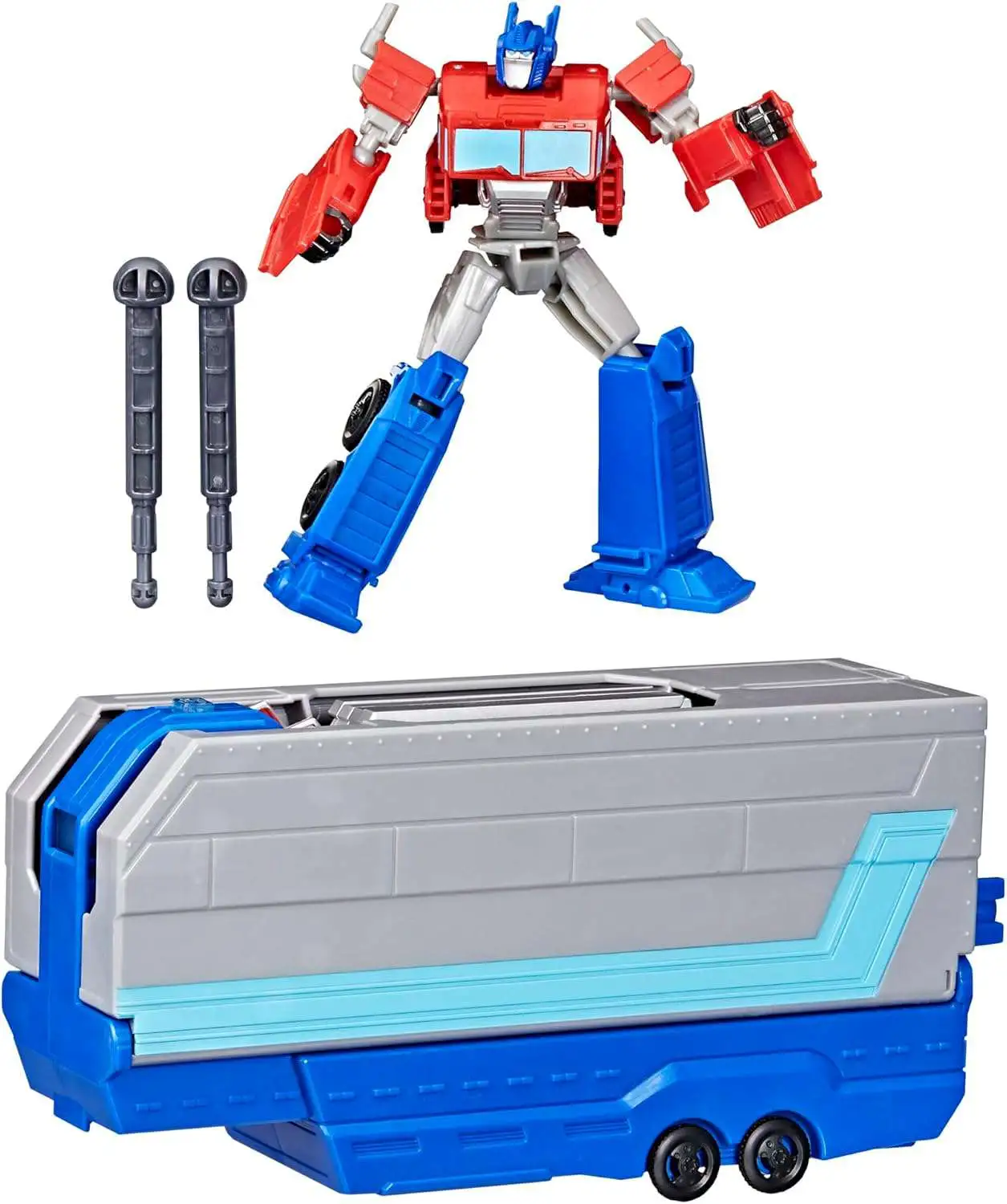 Transformers Earthspark Optimus Prime Battle Trailer Playset Lights ...