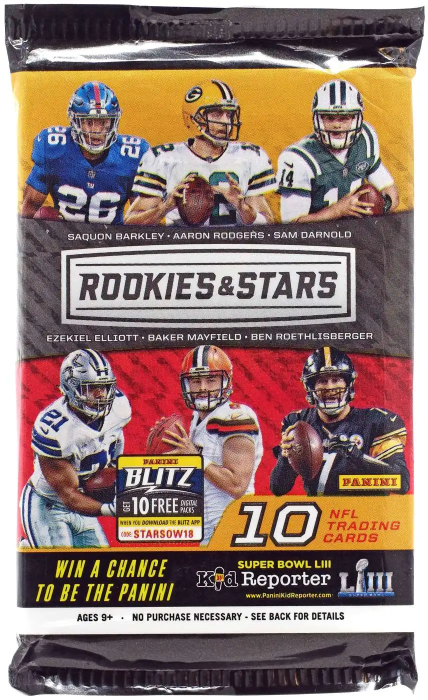 NFL Panini 2018 Rookies Stars Football Trading Card RETAIL Pack 10 ...