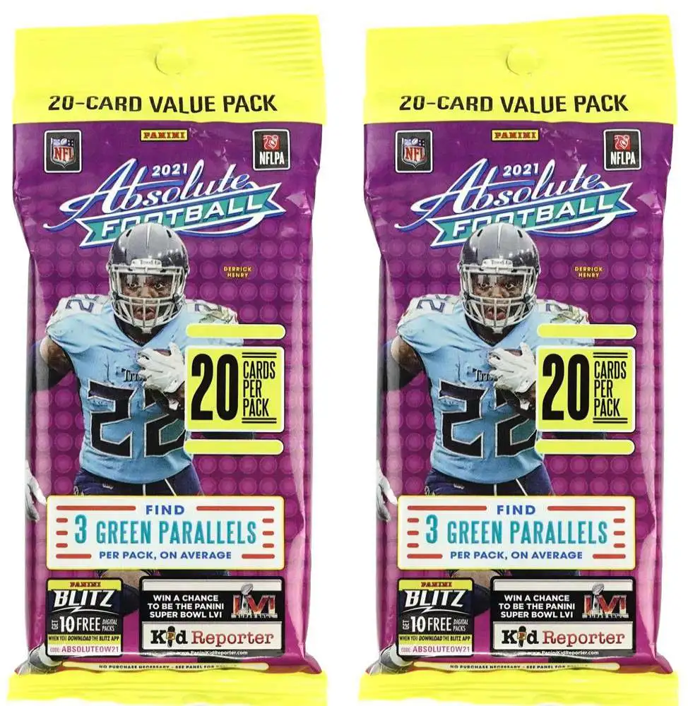NFL Panini 2021 Absolute Football LOT of 2 Trading Card VALUE Packs ...