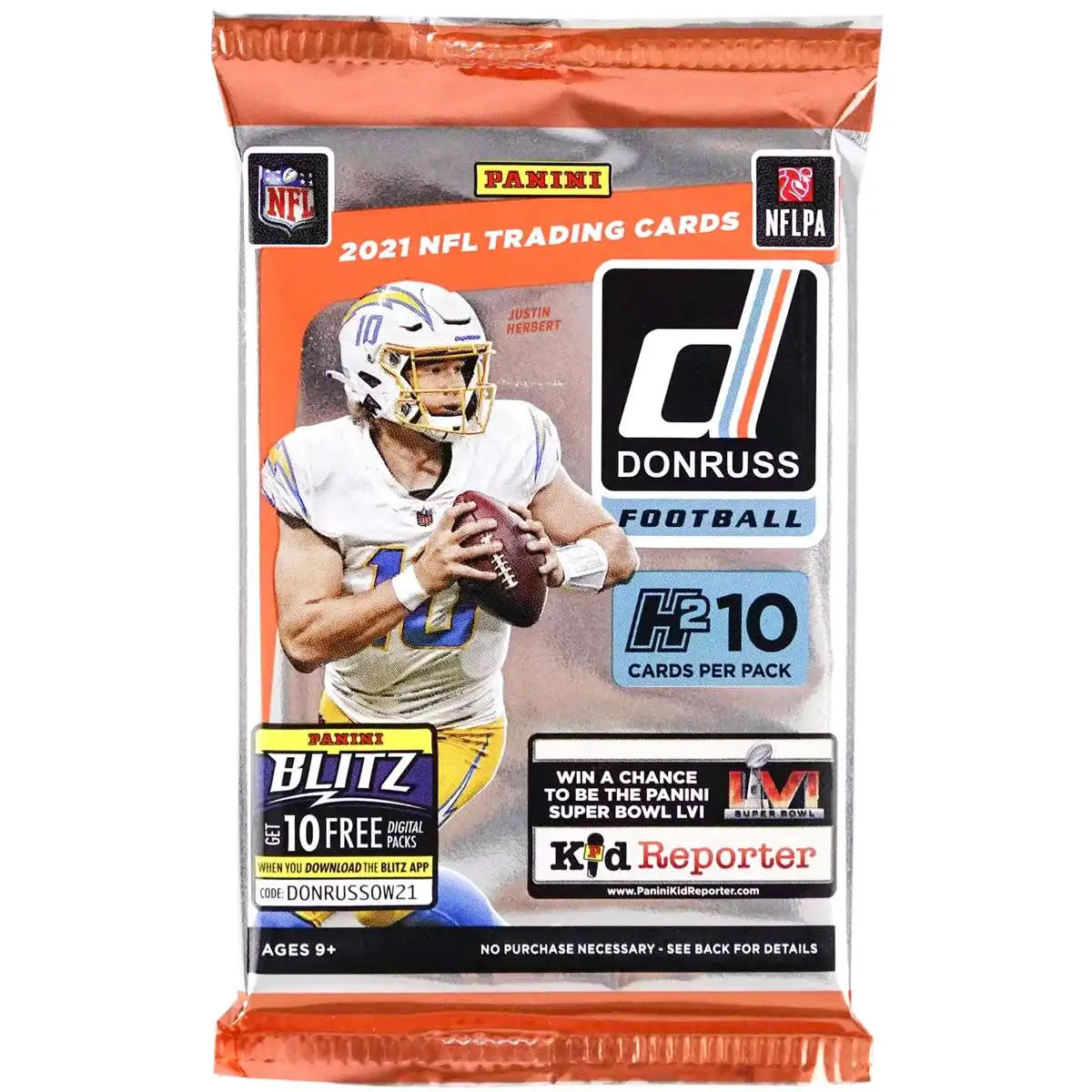 NFL Panini 2021 Donruss Football H2 Trading Card HYBRID HOBBY Pack 10 ...