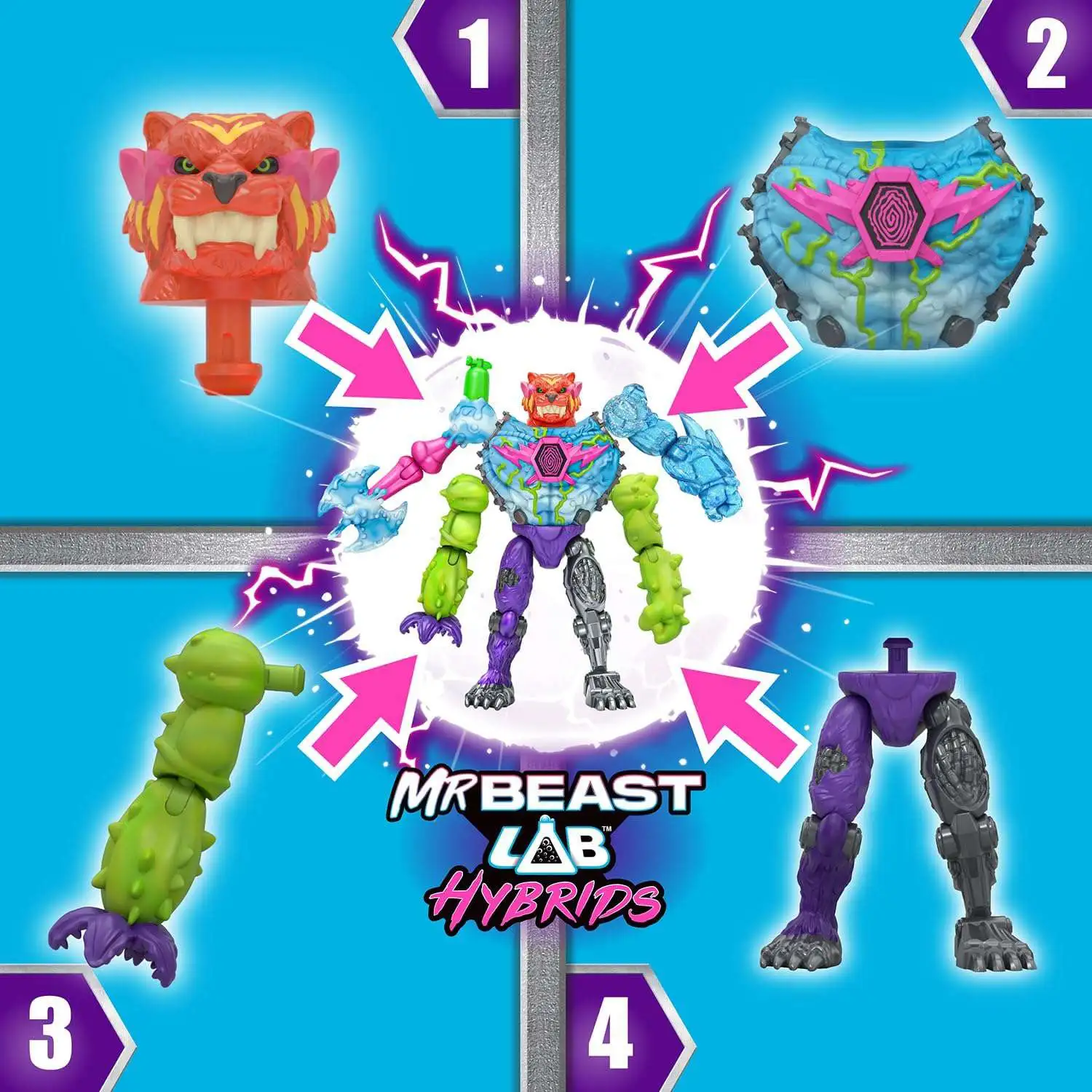 MrBeast Lab Hybrids Hyper Fusion Series Mix Match Action Figure 5-Pack Moose Toys - ToyWiz