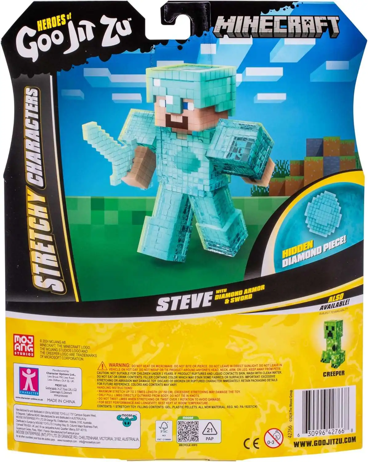 Heroes of Goo Jit Zu Minecraft Steve Action Figure 2025, Diamond Armor ...