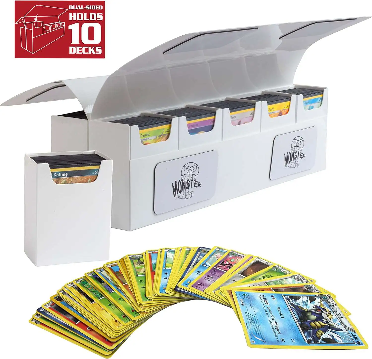 Monster Card Supplies White 10 Count Deck Box Monster Protectors - ToyWiz