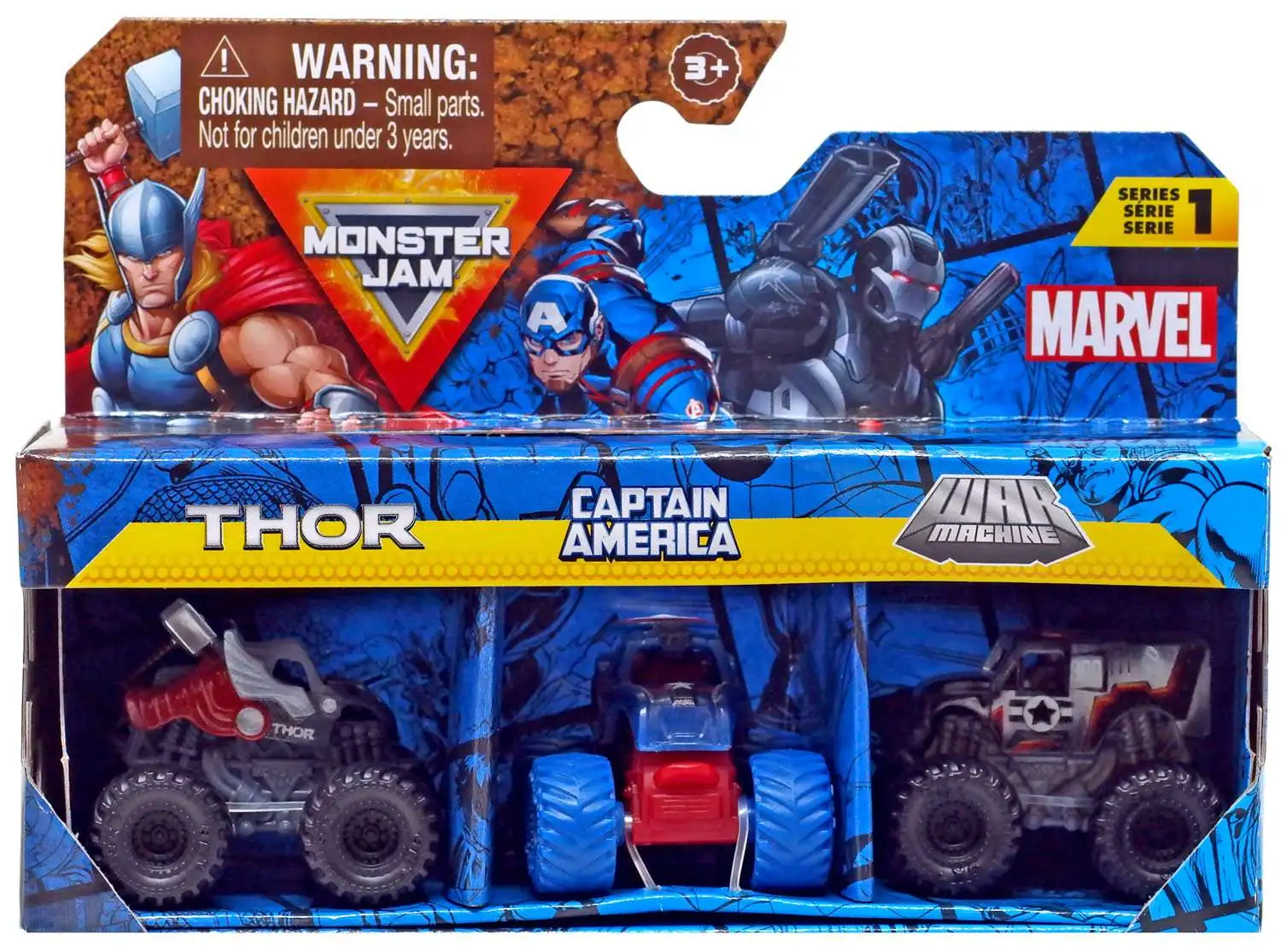 Monster Jam Marvel Series 1 Thor, Captain America War Machine Mini ...