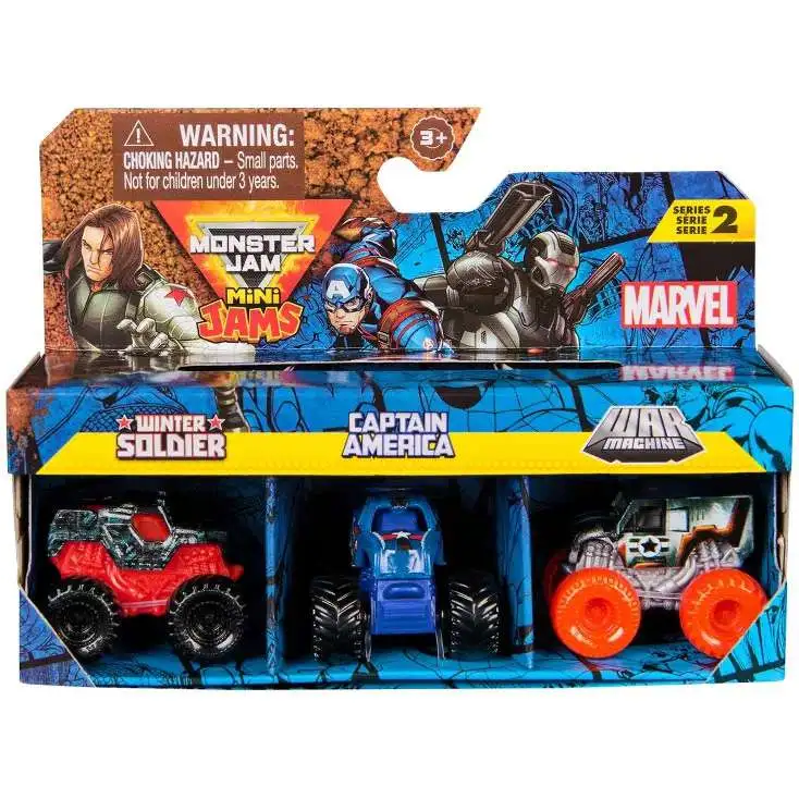 Monster Jam Marvel Series 2 Winter Soldier, Captain America War Machine ...