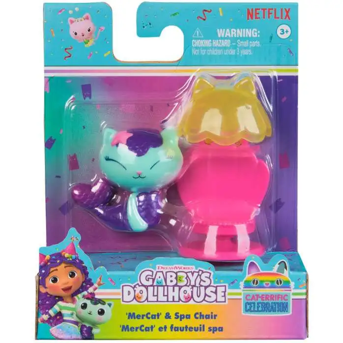 Gabbys Dollhouse Cat-Errific Celebration MerCat Spa Chair 2 Mini Figure ...