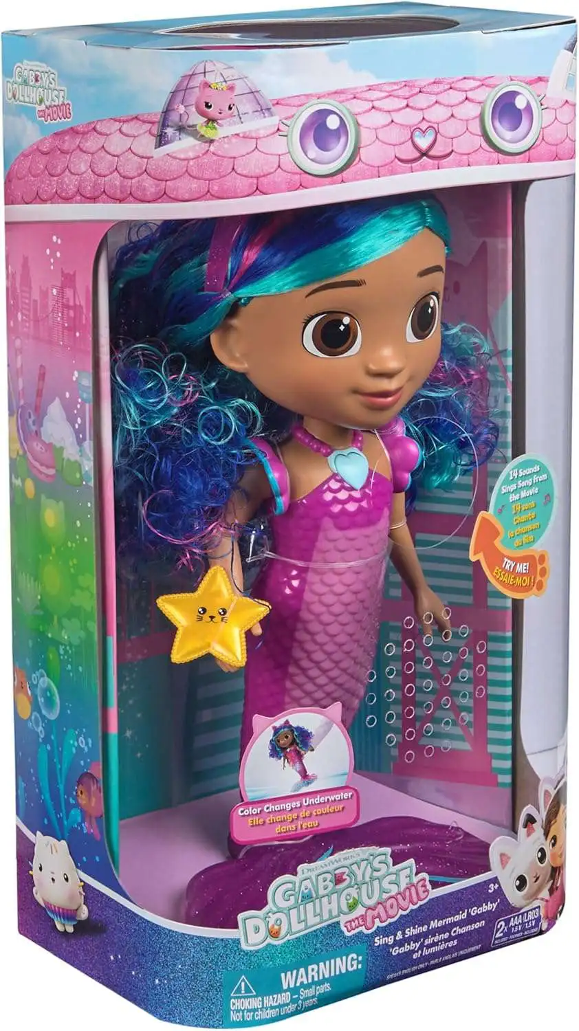 Gabbys Dollhouse The Movie Sing Shine Mermaid Gabby Doll Spin Master ...