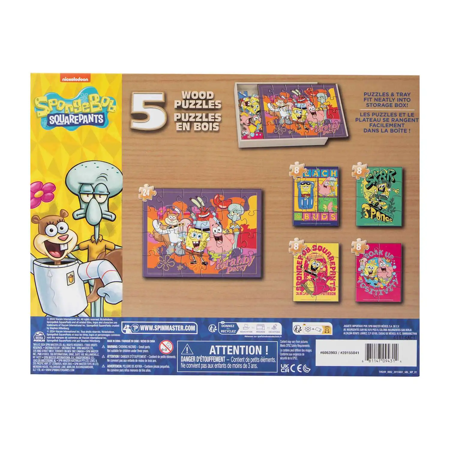 Spongebob Squarepants Spongebob Squarepants Exclusive Wood Puzzles 5 ...