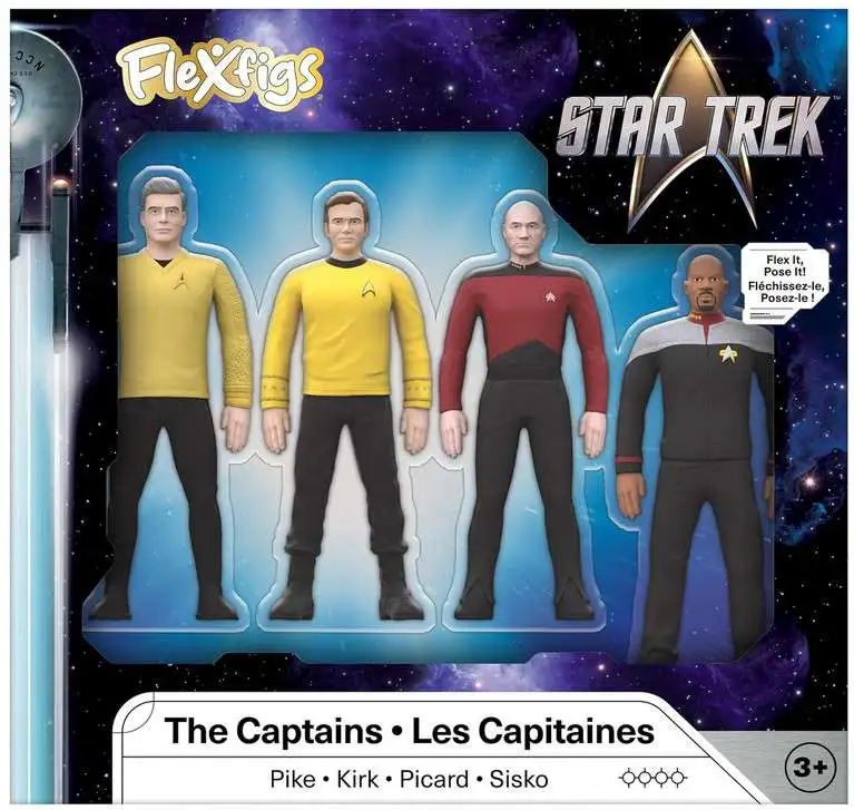 Star Trek Flexfigs The Captains 4.5 Bendable Figure Pike, Kirk, Picard ...