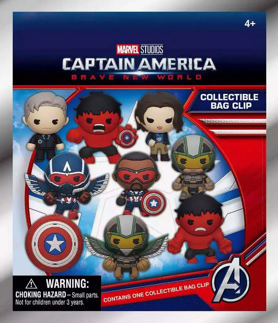 Marvel 3D Figural Foam Bag Clip Captain America Brave New World Mystery ...