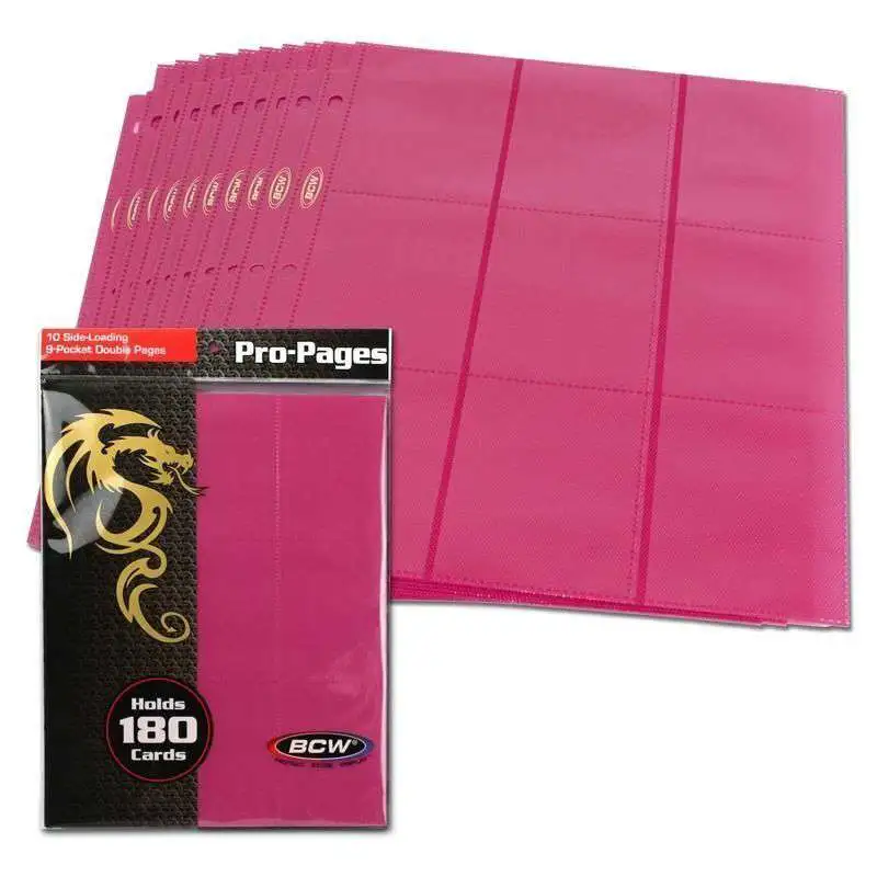 Pro Pages Side Loading 10 Count 18-Pocket Pages Pink BCW - ToyWiz