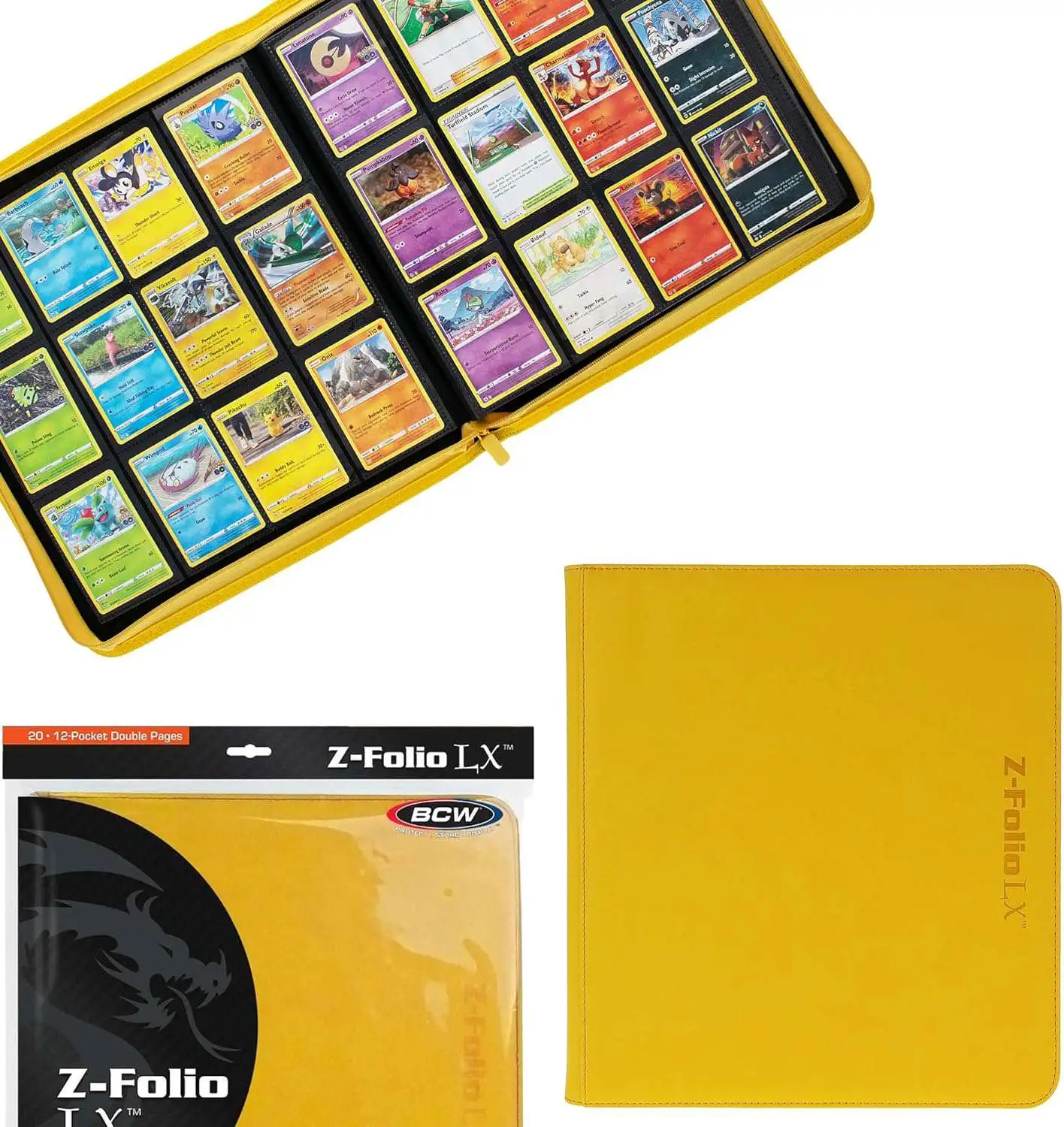 Folio Zipper 12-Pocket LX Binder Yellow BCW - ToyWiz