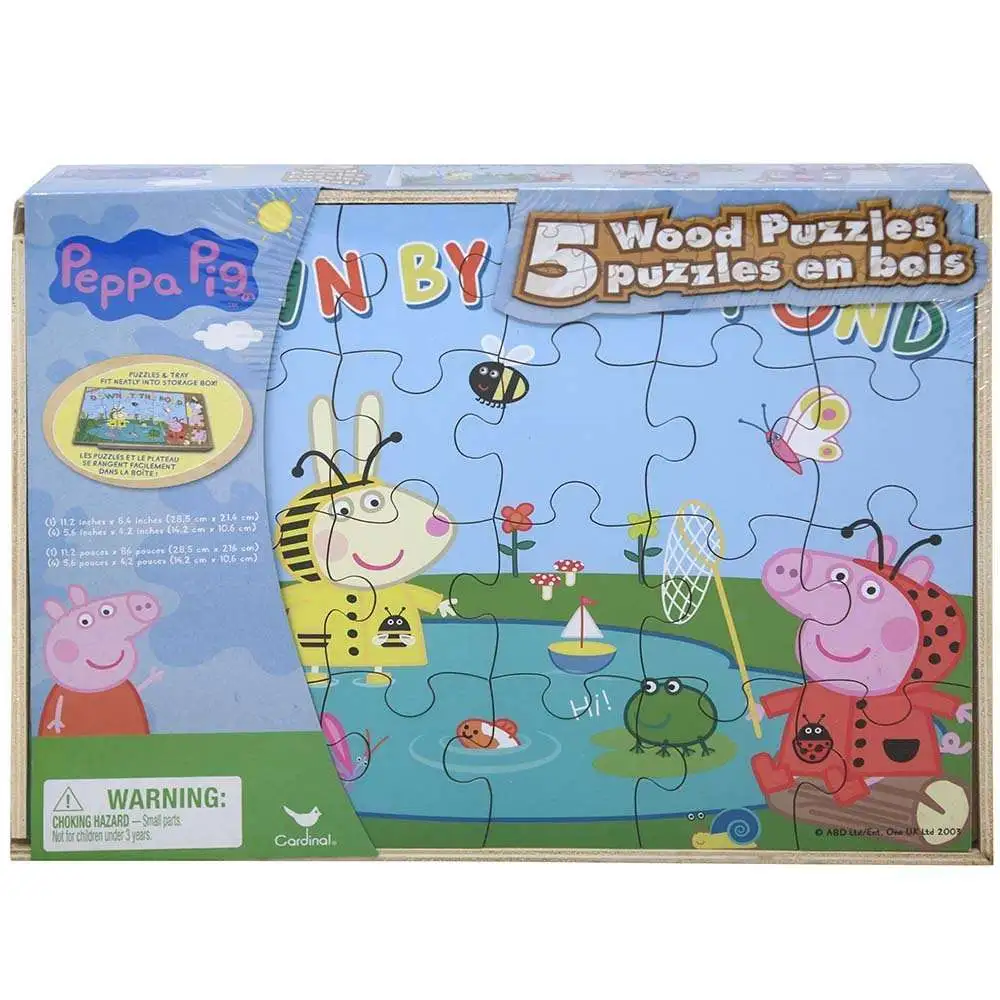 Peppa Pig Peppa Pig Wood Puzzles 5-Pack Version 2 Cardinal - ToyWiz
