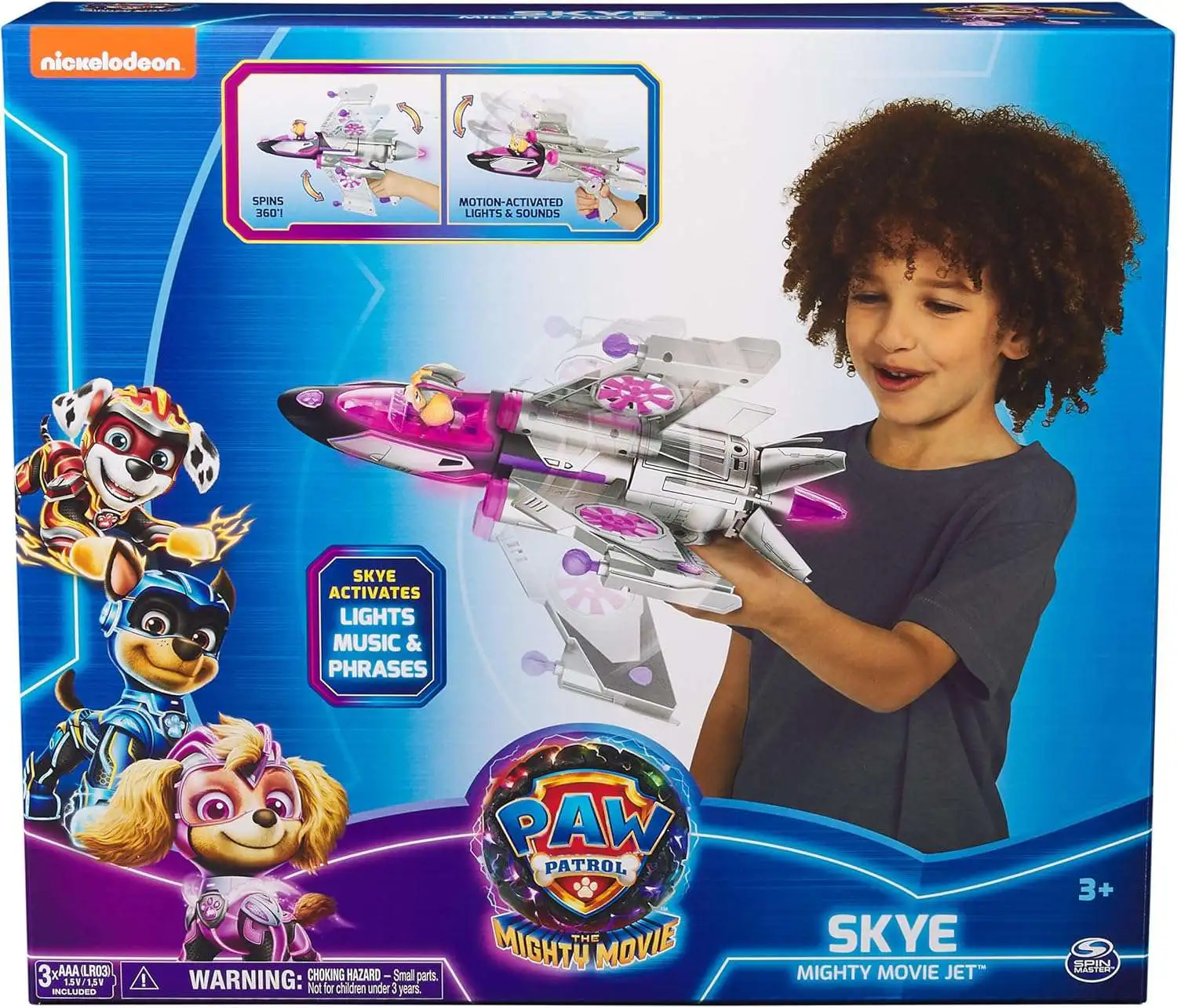 Paw Patrol The Mighty Movie Skye Jet Vehicle Figure Lights Sounds Spin ...