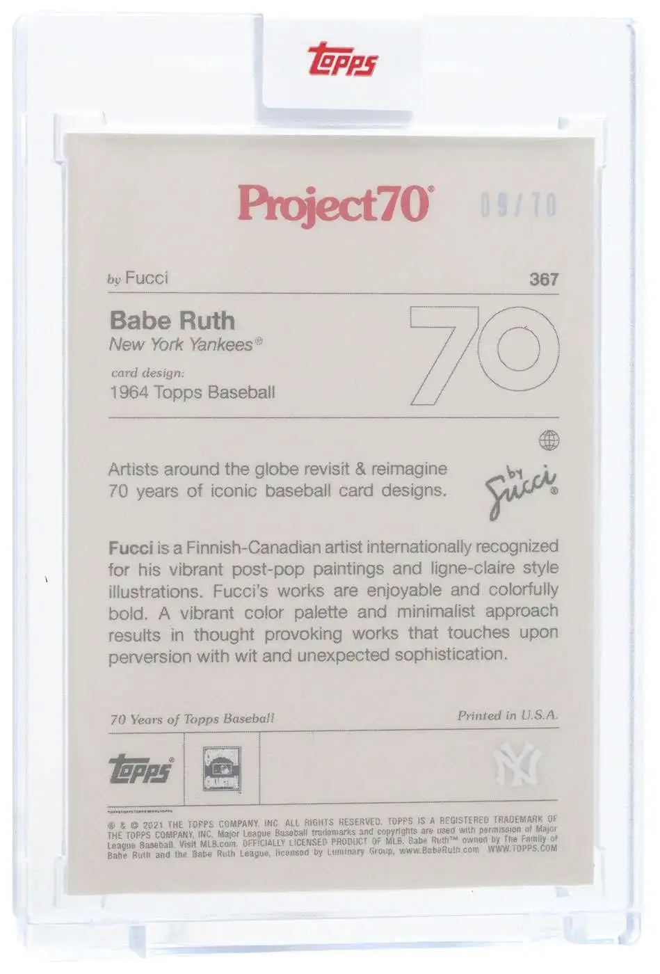 MLB Topps Project70 Baseball 1964 Babe Ruth Exclusive Trading Card 367 ...