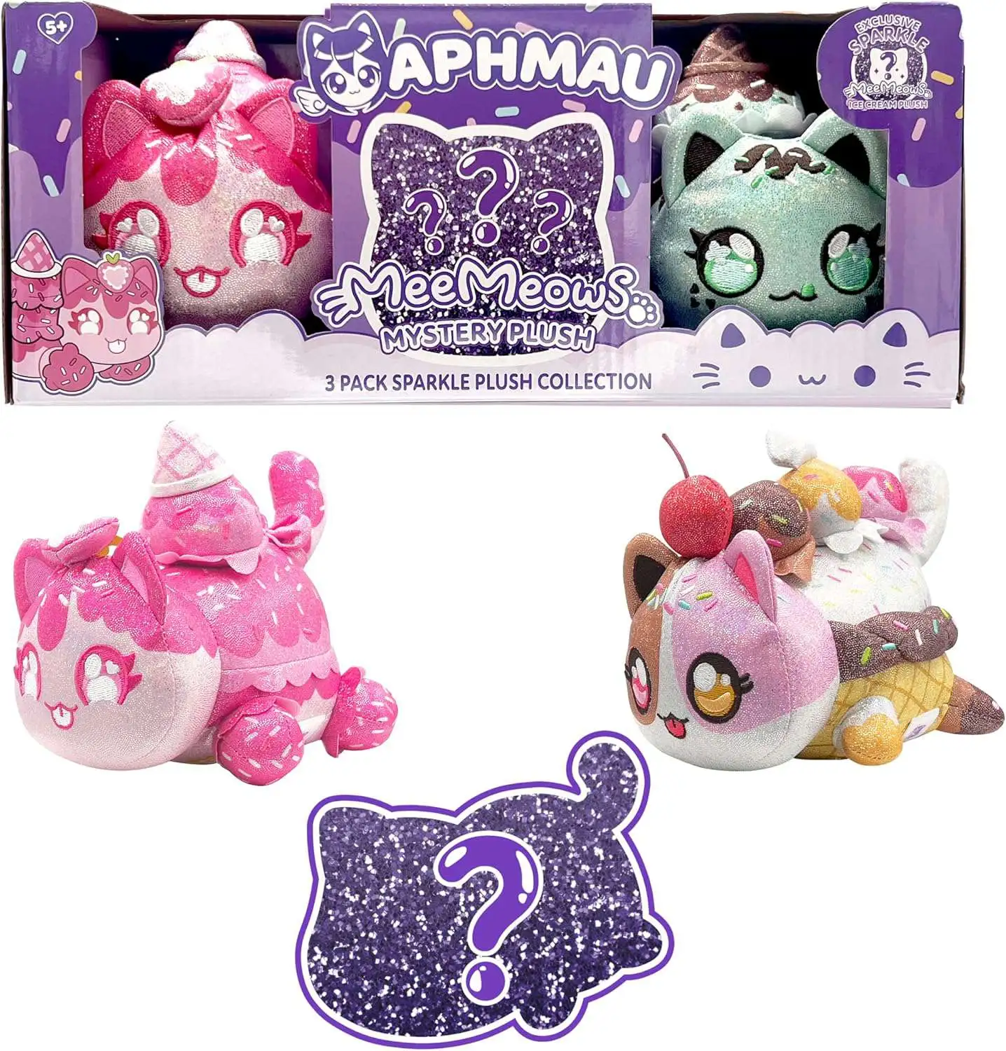 Aphmau MeeMeows Sparkle Collection Ice Cream 6 Plush 3-Pack Includes 1 ...