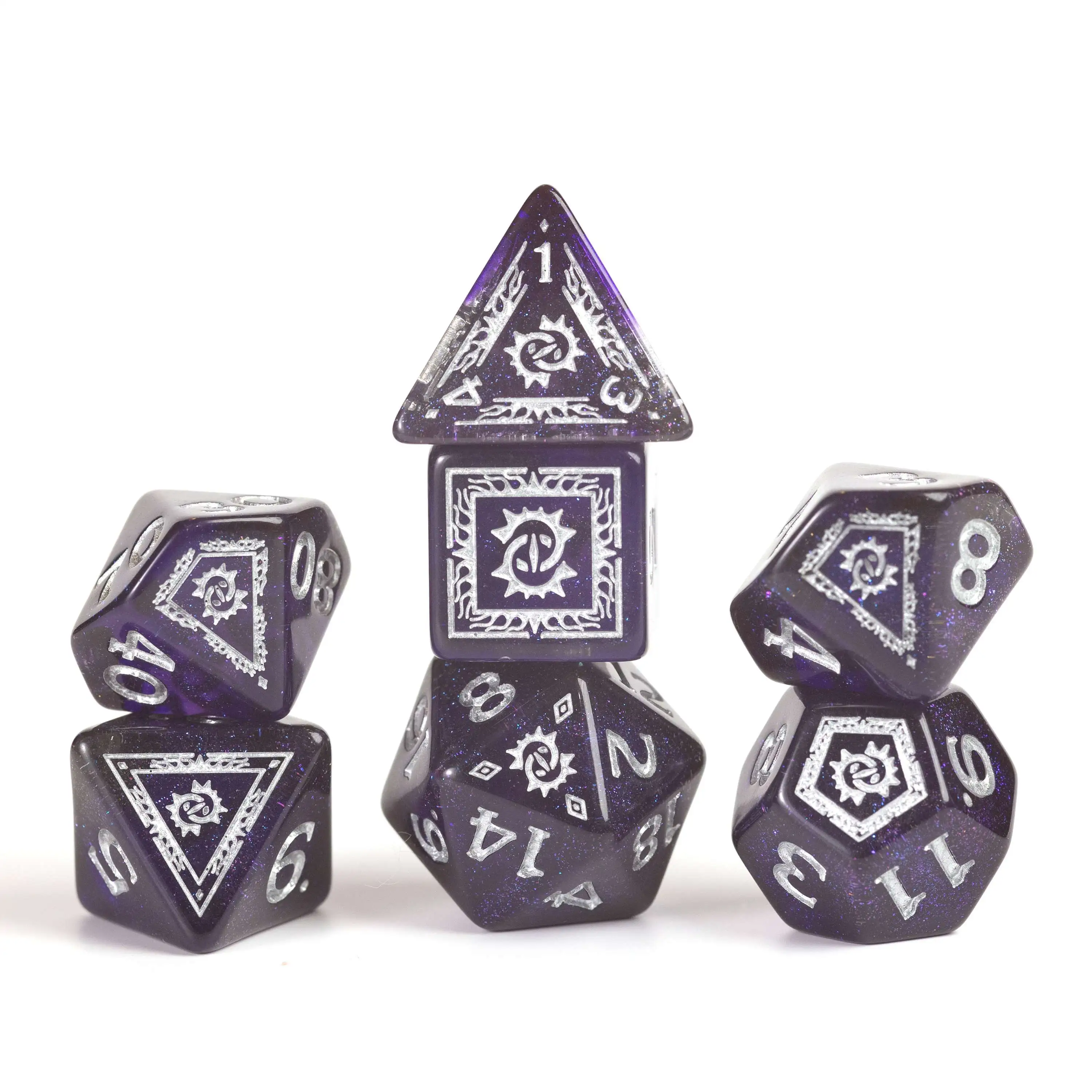 Sirius Dice Dungeons Dragons Warlock Purple Dice Set Adventure - ToyWiz