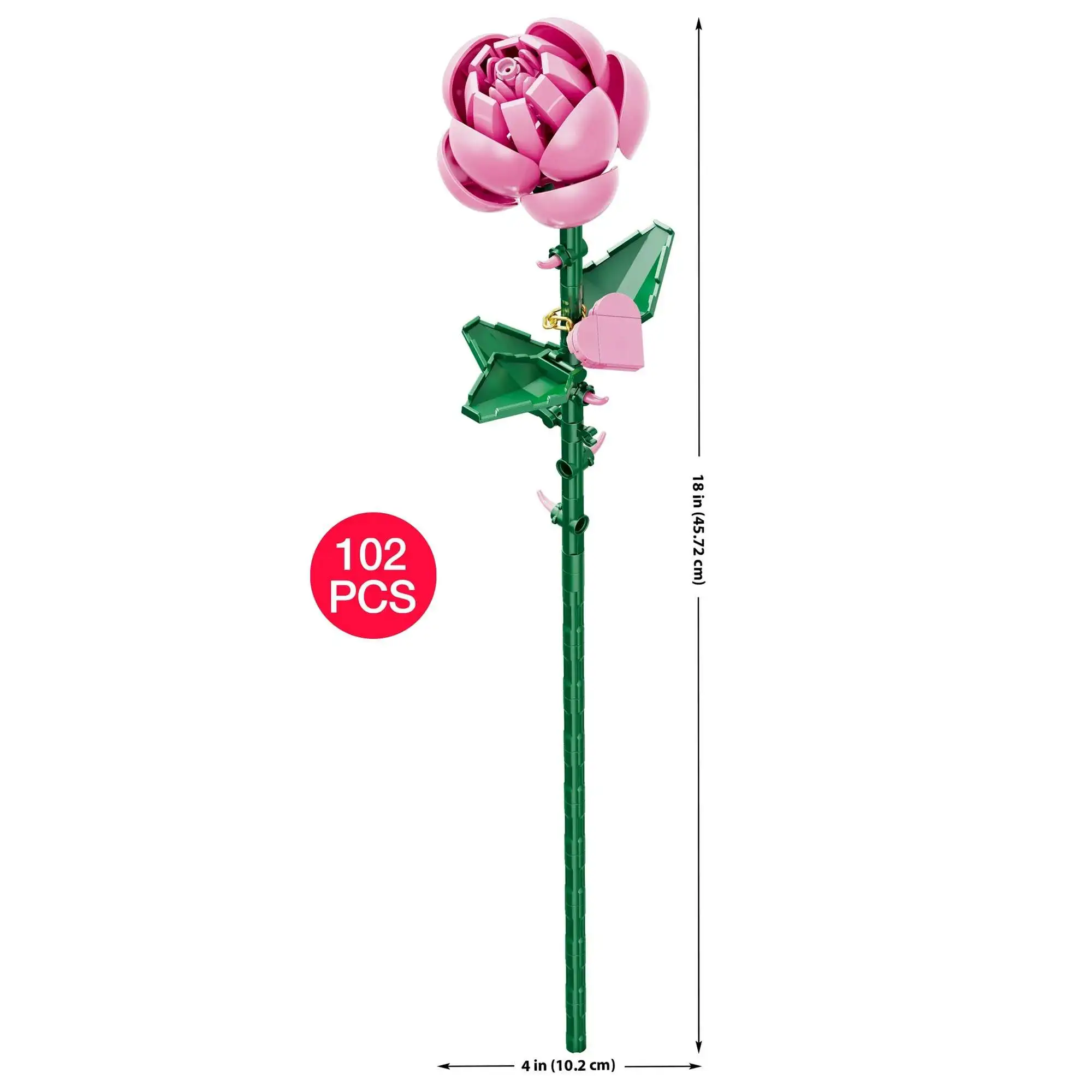 Bricktanicals Long Stem Rose Brick Building Set Pink Brickcraft - ToyWiz