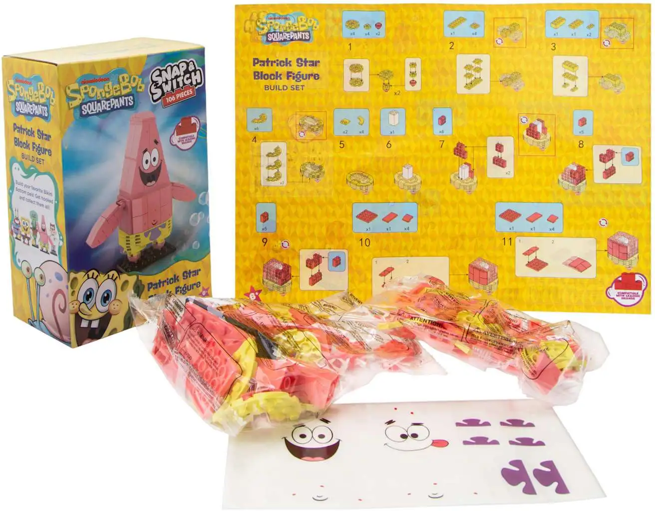 Spongebob Squarepants Snap Switch Patrick Star Block Figure ...