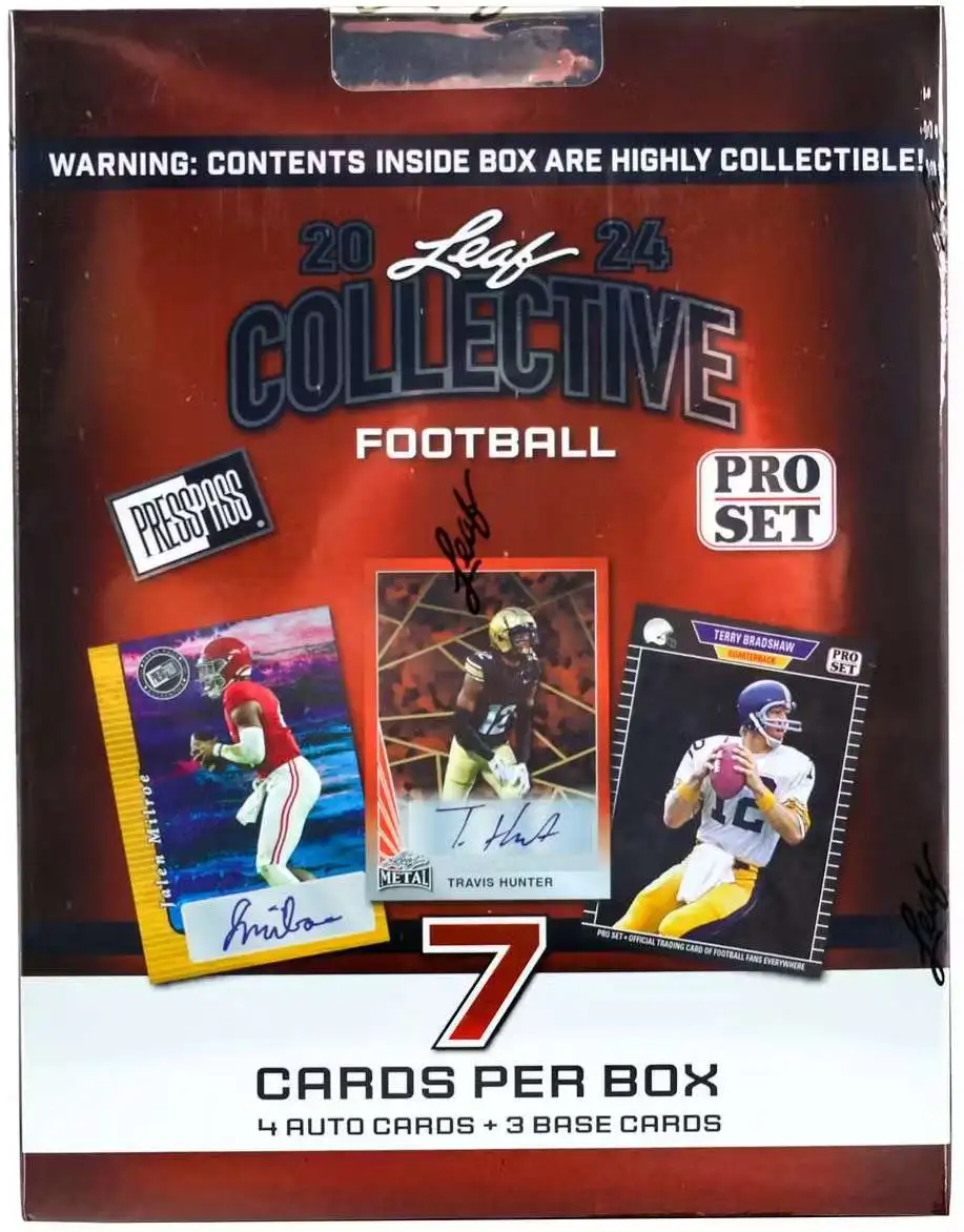 NFL Leaf 2024 Collective Football Trading Card HOBBY Box 4 Autograph 3 ...
