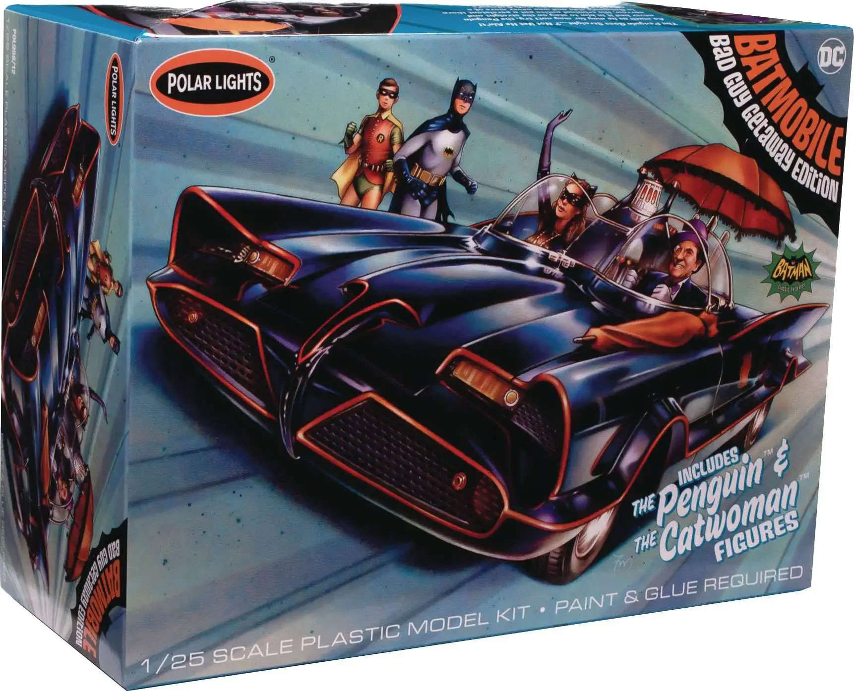 Batman 1966 Batmobile 125 Model Kit with Catwoman Penguin Polar Lights ...