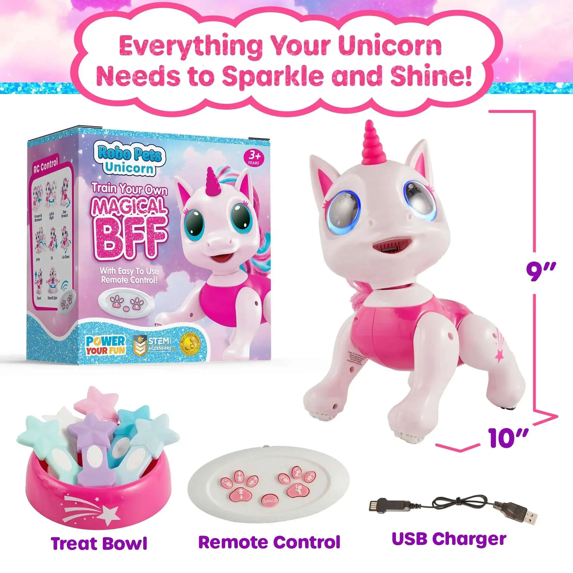 Robo Pets Unicorn Robotic Pet Figure Pink Power Your Fun - ToyWiz