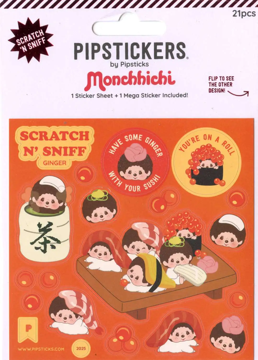 Monchhichi Pipstickers Sushi Scratch N Sniff Sticker Set Ginger Scented ...
