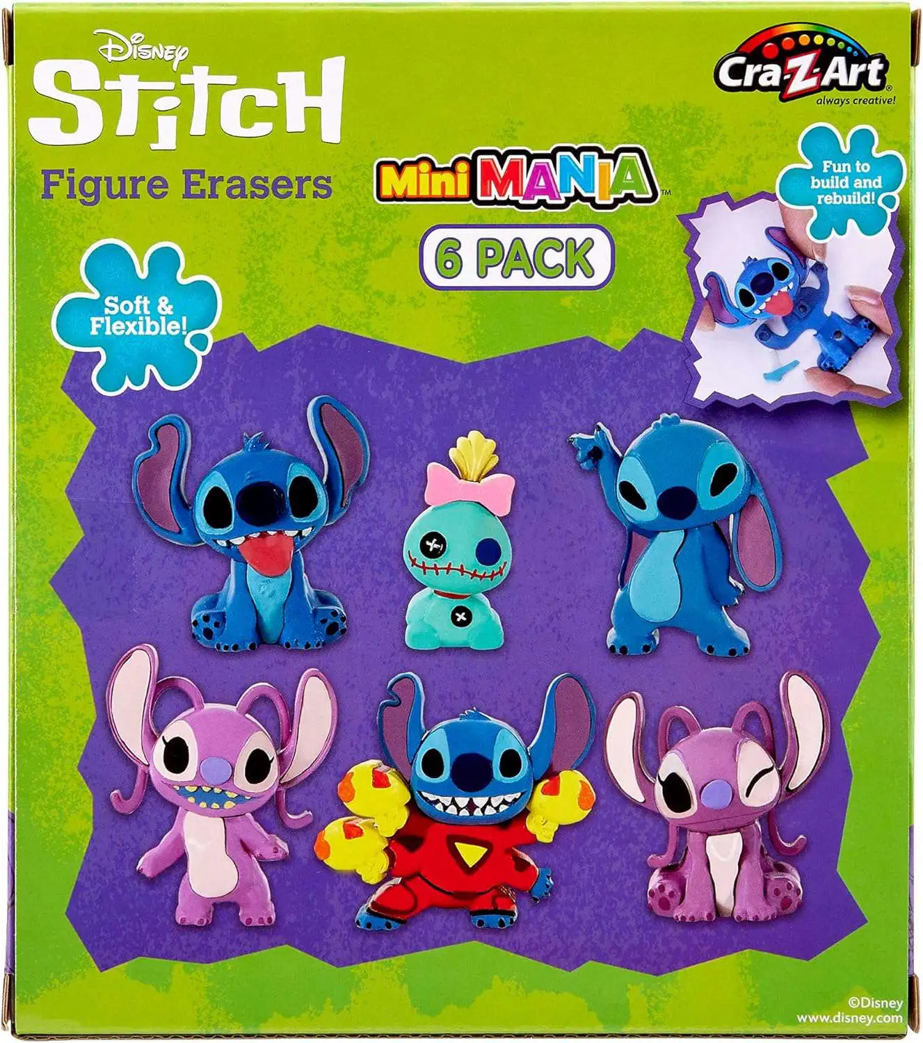 Cra-Z-Art Disney Mini Figure Eraser Stitch Mystery 6-Pack 6 RANDOM ...