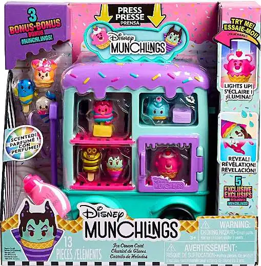 Disney Munchlings Ice Cream Cart Exclusive Playset 3 BONUS Munchlings ...