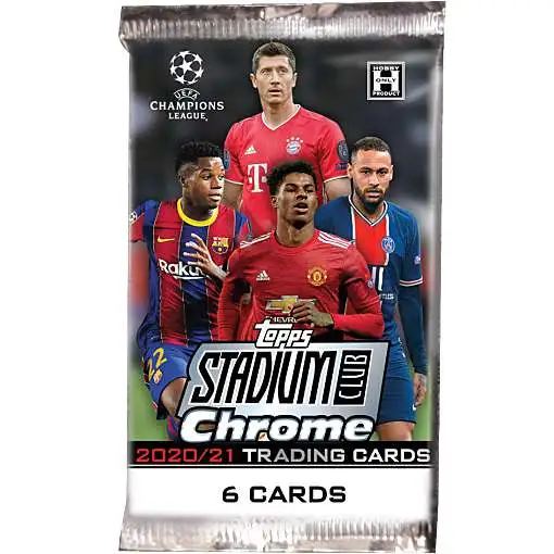 UEFA Topps 2020-21 Stadium Club Chrome Soccer Trading Card HOBBY Pack 6 Cards - ToyWiz