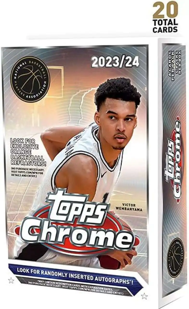NBA Topps 2023-24 Chrome Basketball Trading Card HANGER Box 5 Packs ...