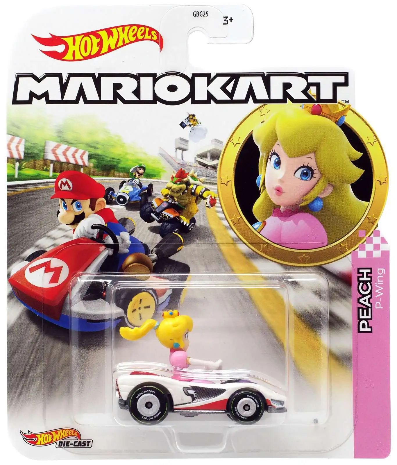 Hot Wheels Mario Kart Peach P-Wing 164 Diecast Car Mattel Toys - ToyWiz