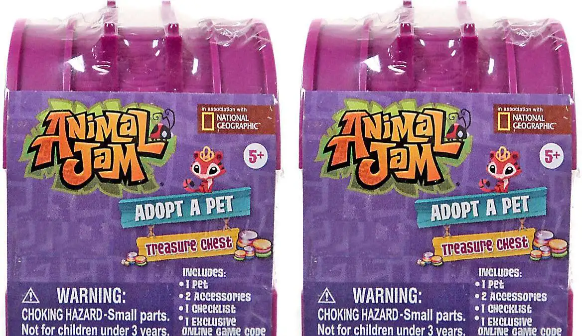Animal Jam Adopt A Pet Treasure Chest LOT of 2 Mystery Packs 2 RANDOM ...