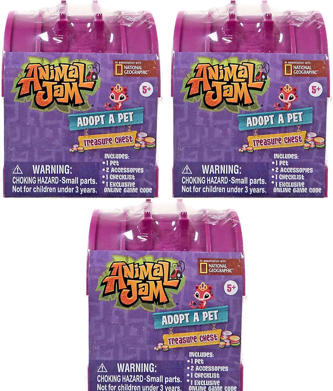 Animal Jam Adopt A Pet Treasure Chest LOT of 3 Mystery Packs 3 RANDOM ...