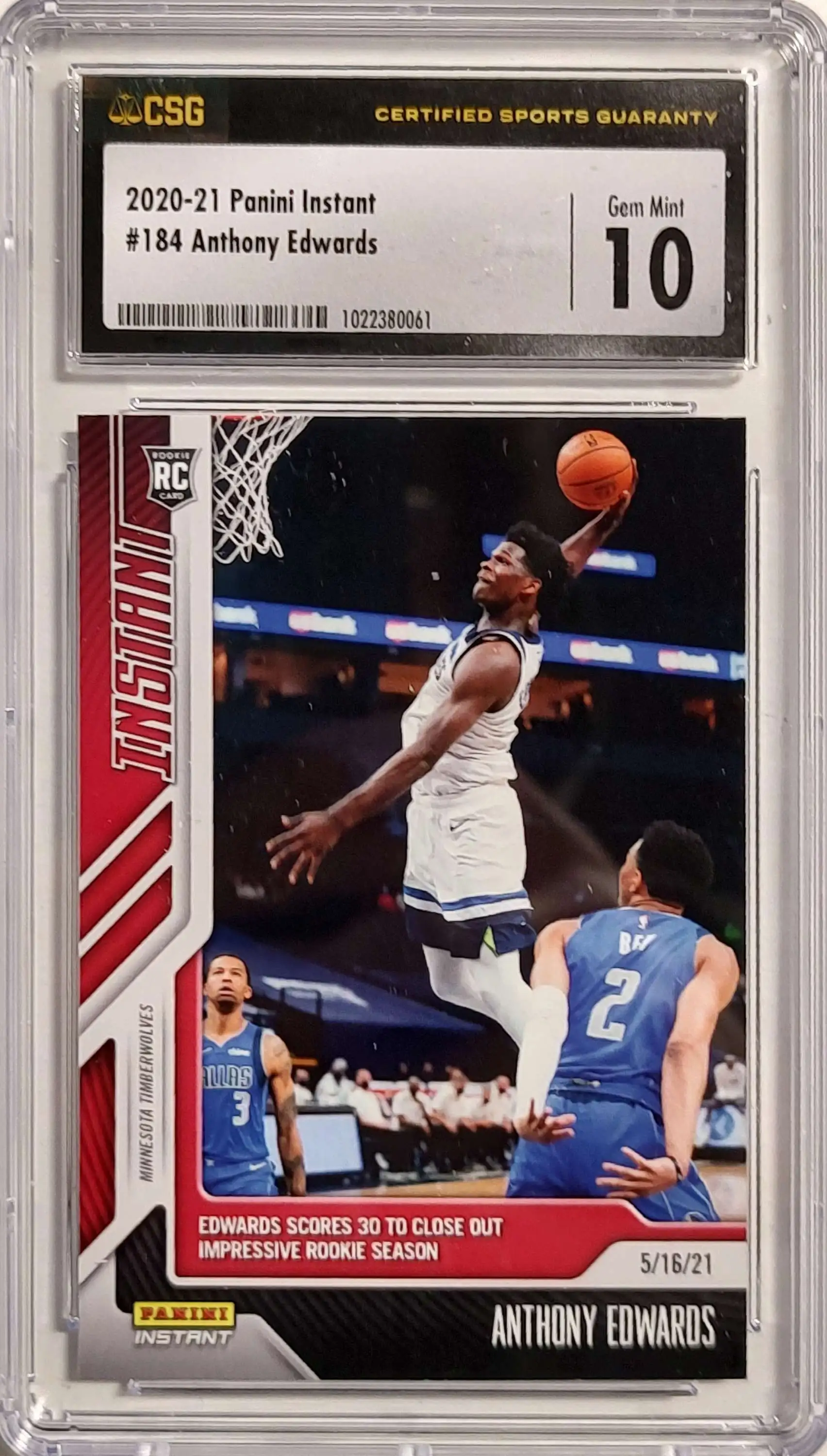 NBA 2020-21 Panini Instant Single Card 1 of 947 Anthony Edwards 184 ...