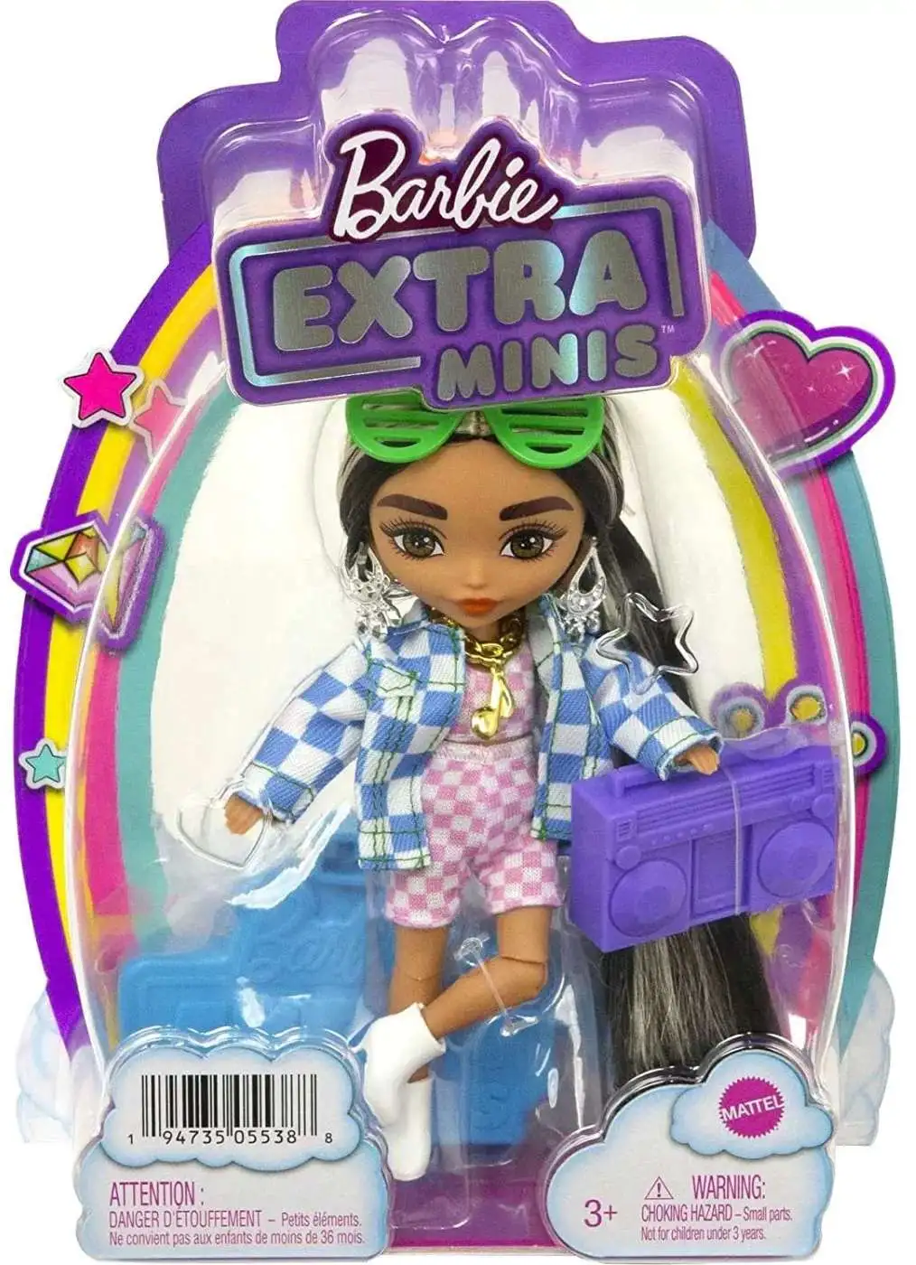 Barbie Extra Minis Checkerboard Outfit with Boombox 6 Doll Mattel - ToyWiz