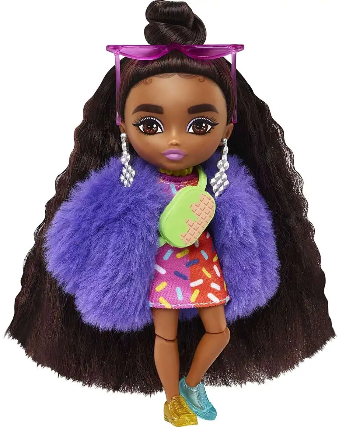 Barbie Extra Minis Purple Fur Coat Sprinkles Dress 6 Doll Mattel - ToyWiz