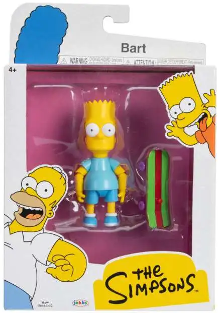 The Simpsons Wave 4 Bart 5 Action Figure Blue Shirt with Skateboard Jakks Pacific - ToyWiz