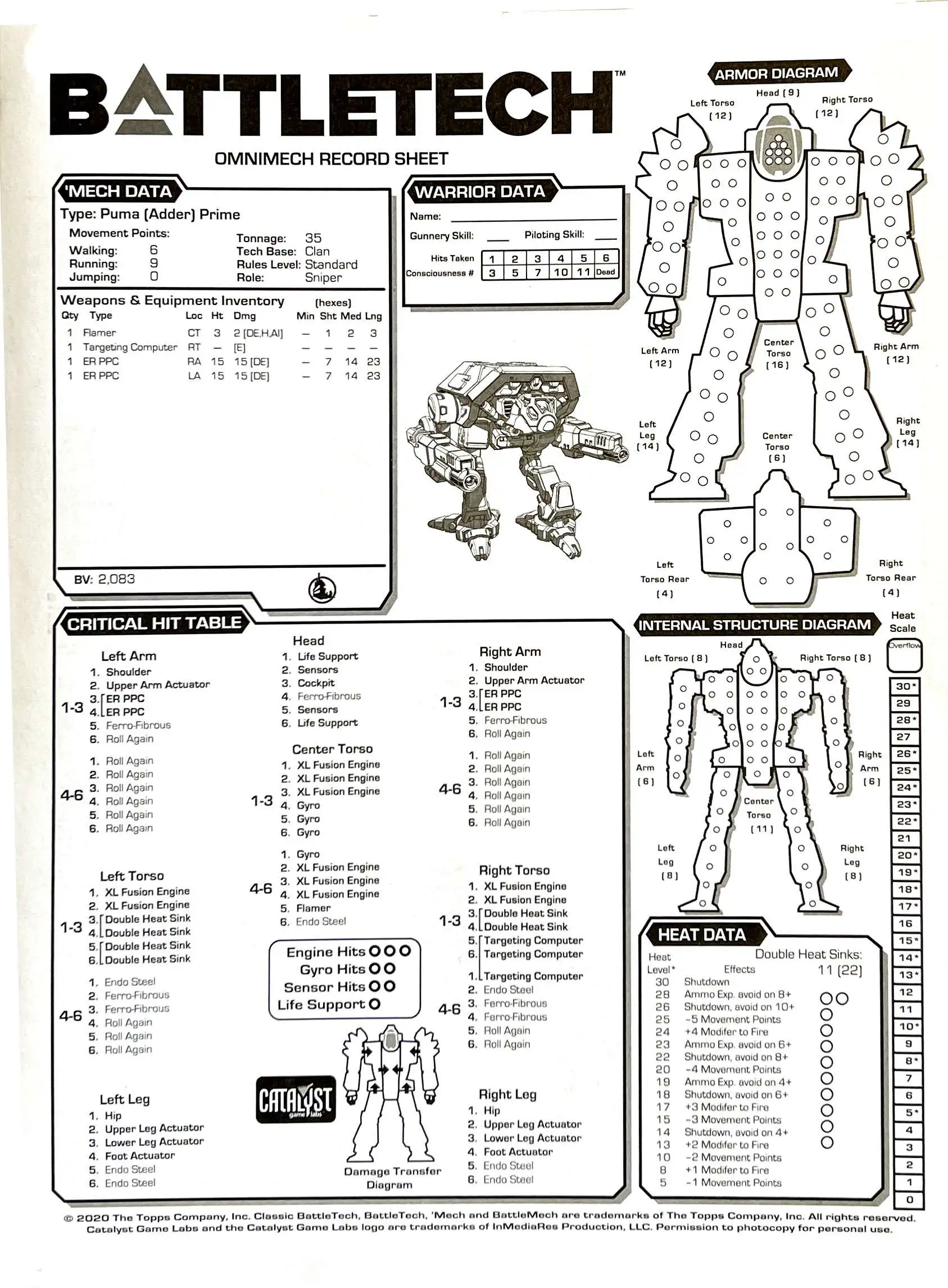 BattleTech Clan Invasion Record Sheet Booklet 12-Pages Catalyst Game ...